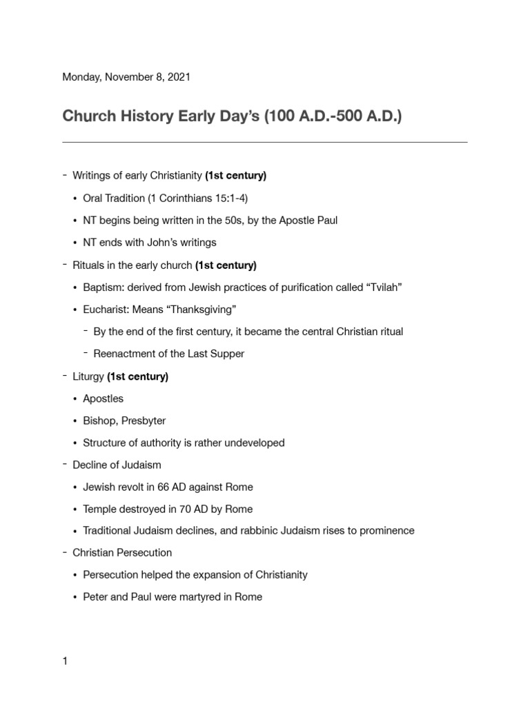 Church History Notes | PDF | Biblical Canon | Theology