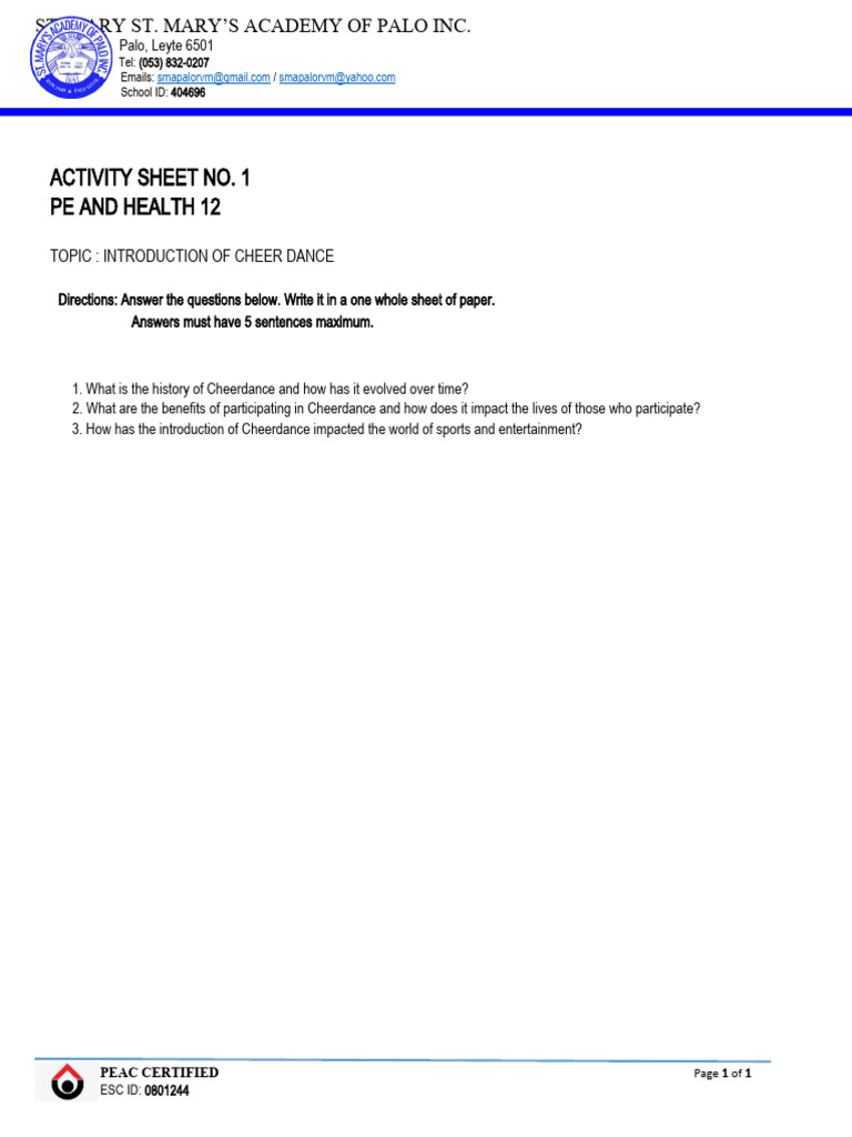 Activity Sheet No. 1 | PDF