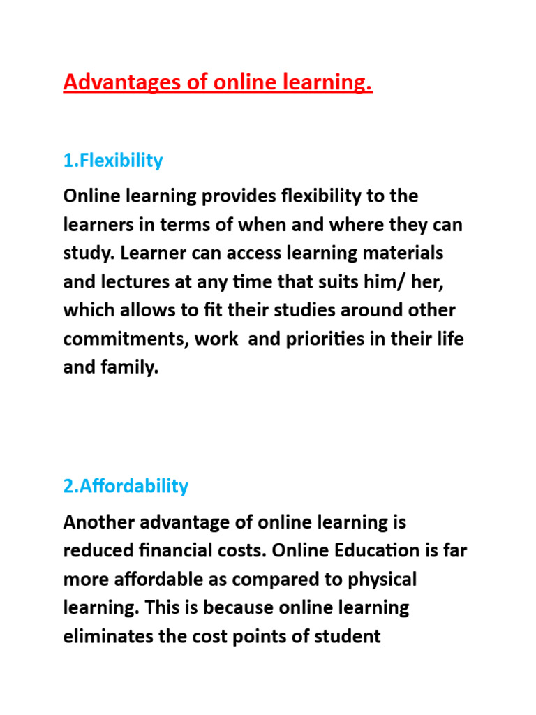 Advantages of Online Learning | PDF | Computers