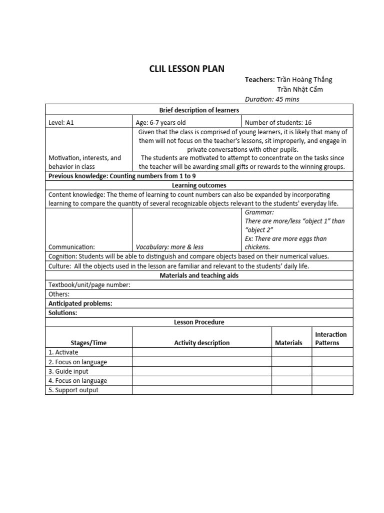 CLIL Final Demo Lesson Plan | PDF | Learning | Teachers