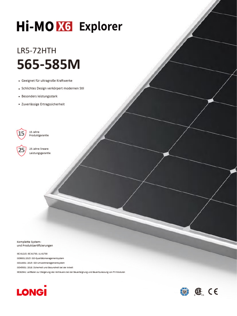 Longi TDS 565-585 LR5-72HTH Explorer 15Y DE | PDF