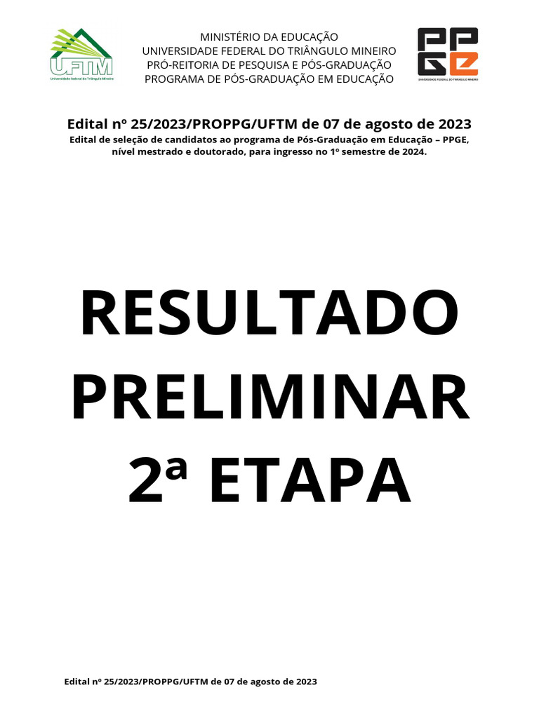 Resultado Preliminar Ndash 2 Download | PDF