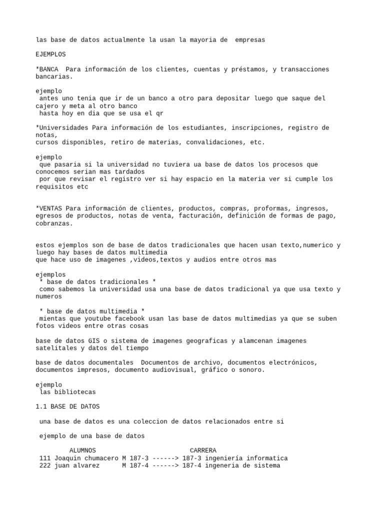 Apuntes de La Clase 1 de Base de Datos | Descargar gratis PDF | Bases ...