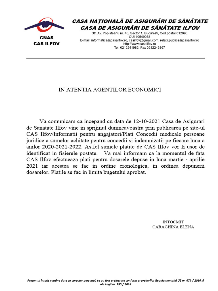 Instiintare Plati CM-PJ 2020-2022 | PDF