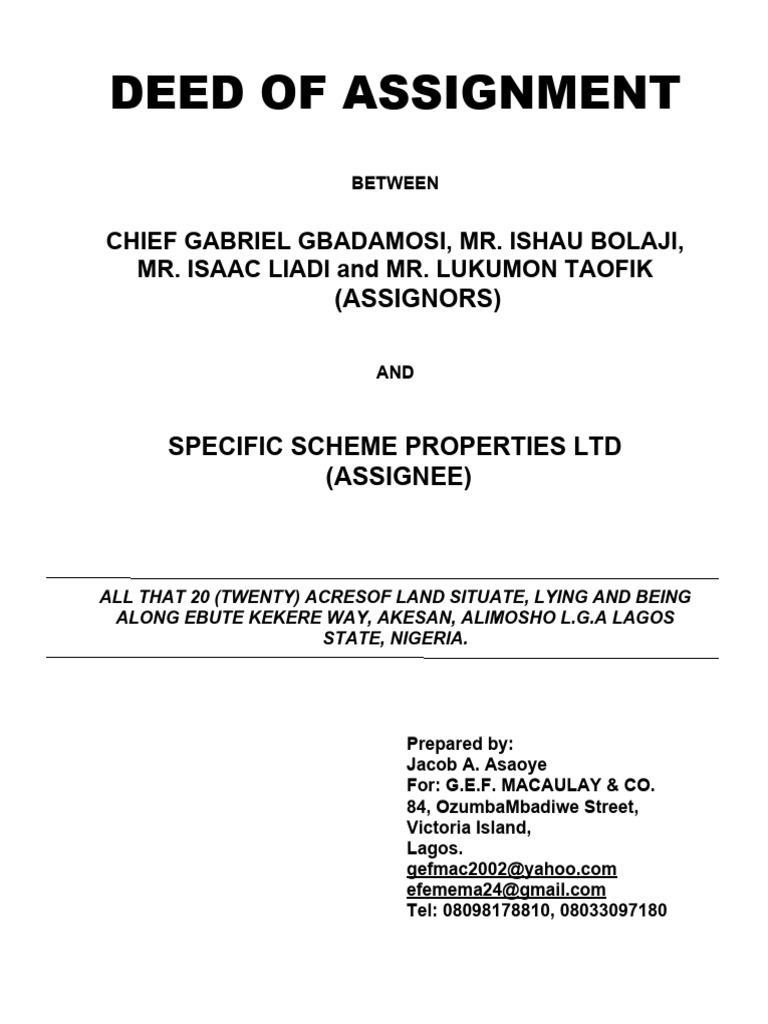 Land Assignment Agreement | PDF