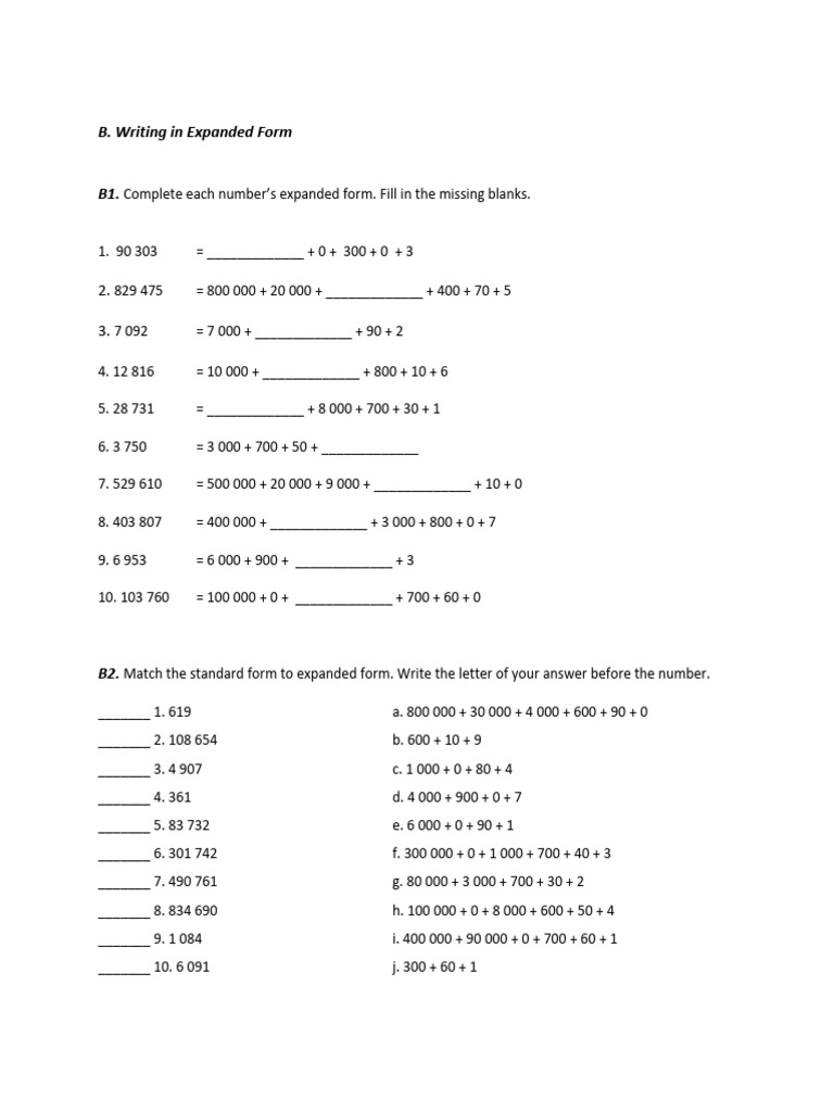 B. Writing in Expanded Form | PDF | Computers