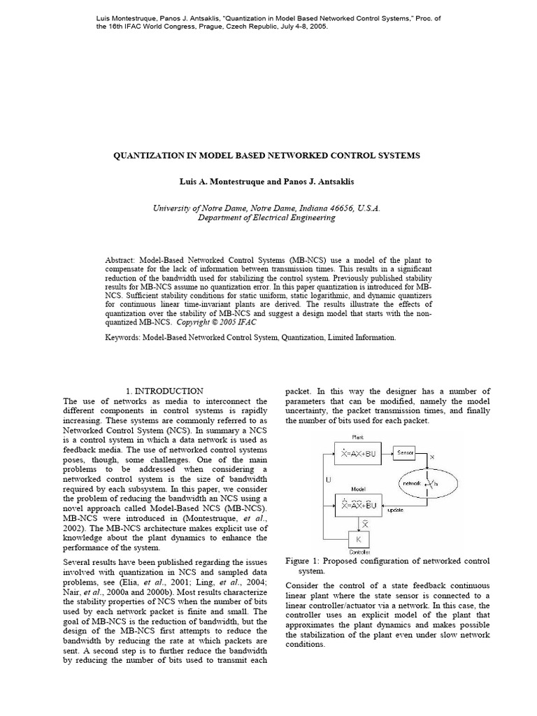Luis A. Montestruque, P. J. Antsaklis 2003 2005 Quantization in Model ... Luis A. Montestruque, P. J. Antsaklis 2003 2005 Quantization in Model ...