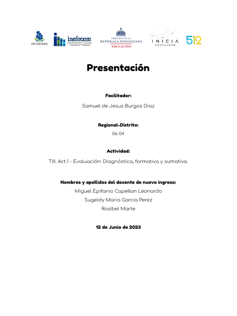Evaluacion Diagnostica Formativa Y Sumativa Pdf 8540