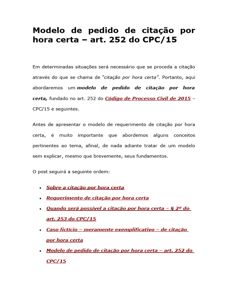 Modelo de Pedido de Citação Por Hora Certa | PDF | Citação (jurídico ...