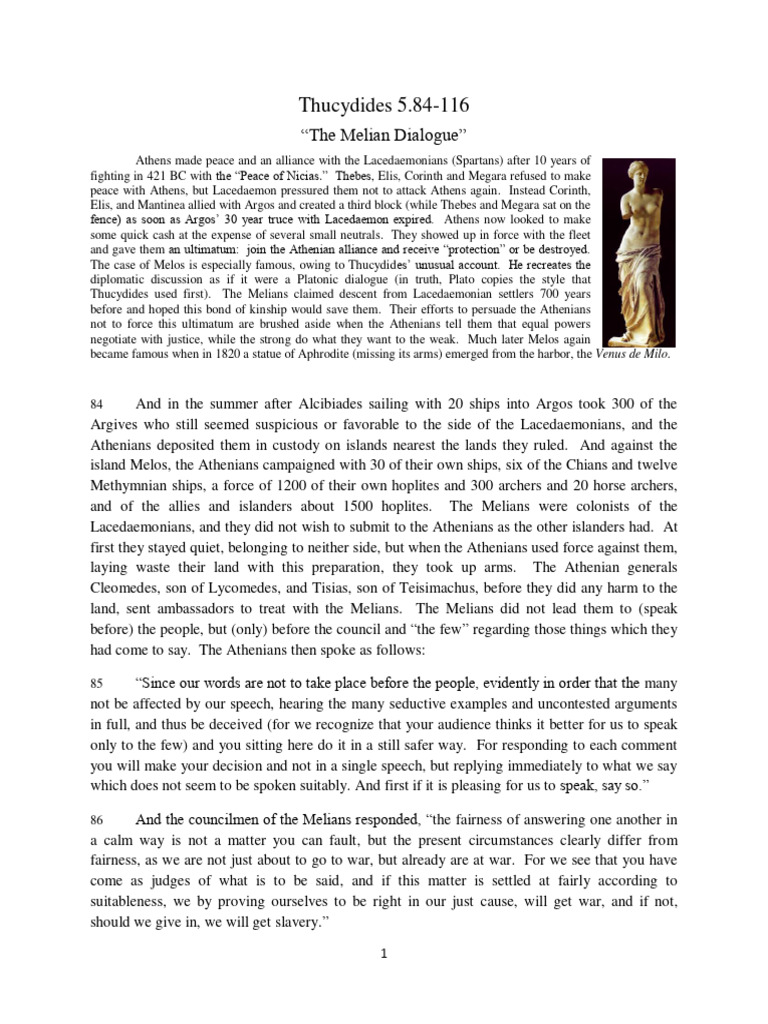 Thucydides 5 84 116 The Melian Dialogue | PDF | History | Religion ...