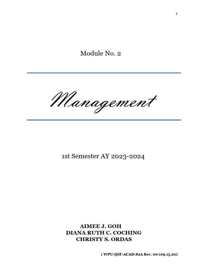 CFLM102 Module 2 Management | PDF | System | Leadership