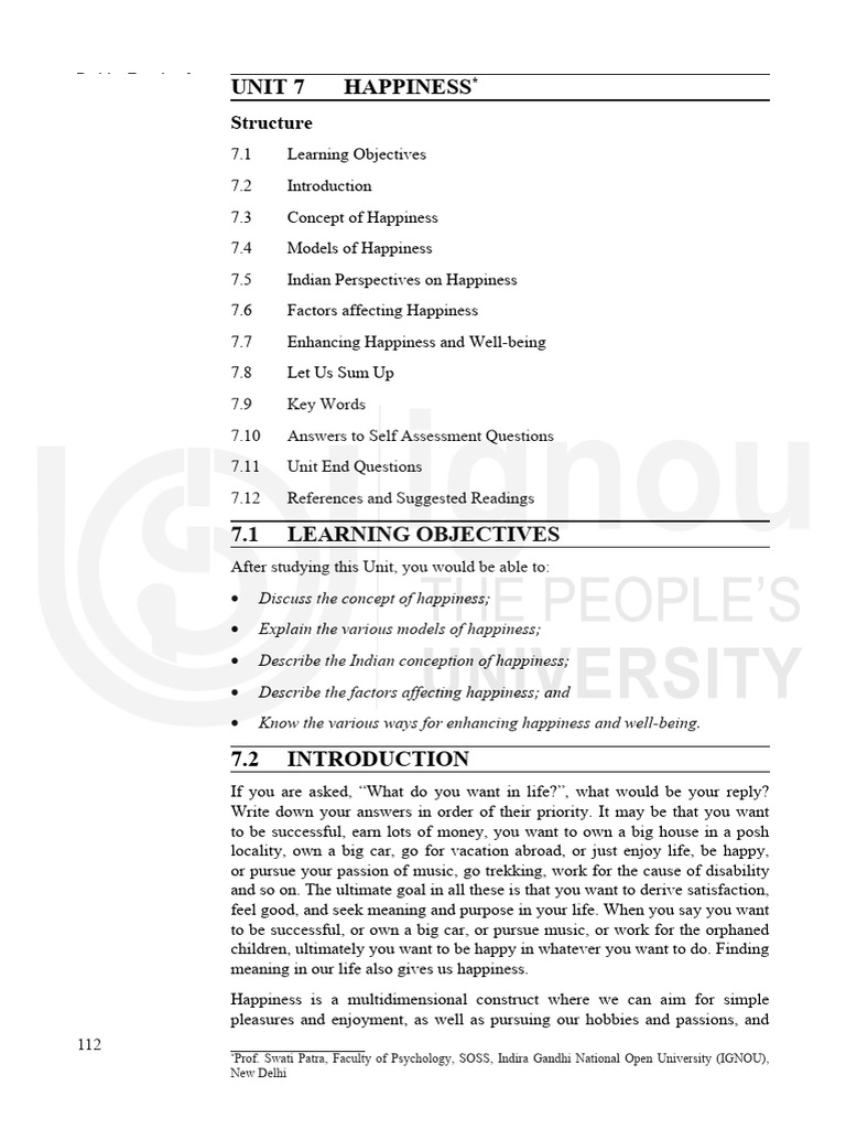 Understanding Happiness: Concepts and Models | PDF | Happiness | Well Being