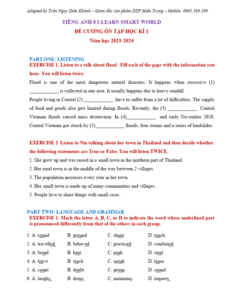 ĐỀ CƯƠNG ÔN TẬP HK1 TA8 ILSW - BY DIÊN KHÁNH | PDF | Language Arts & Discipline