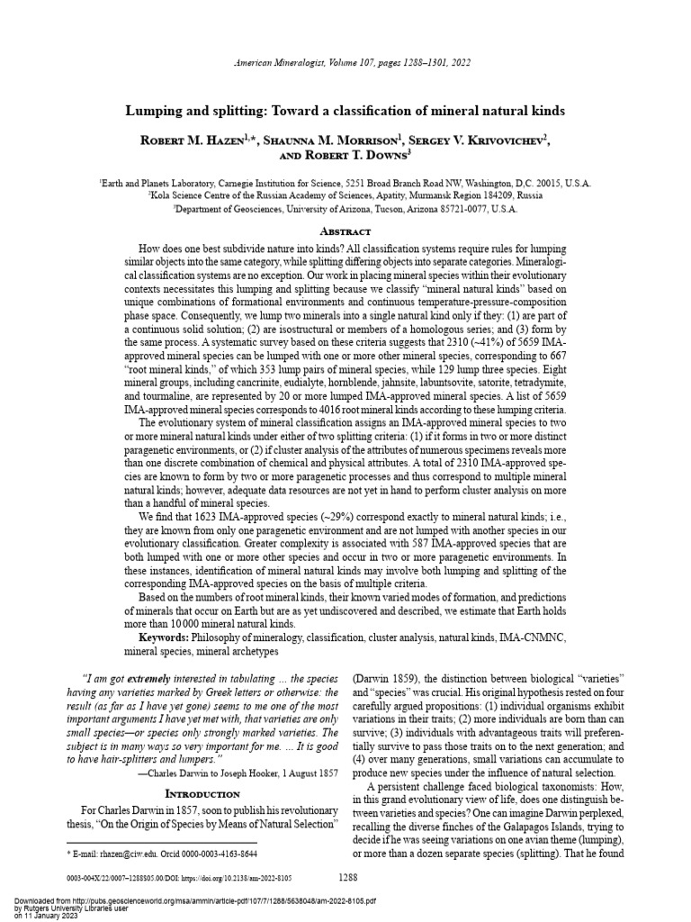 Lumping and splitting-N230000480 | PDF | Minerals | Rock (Geology)