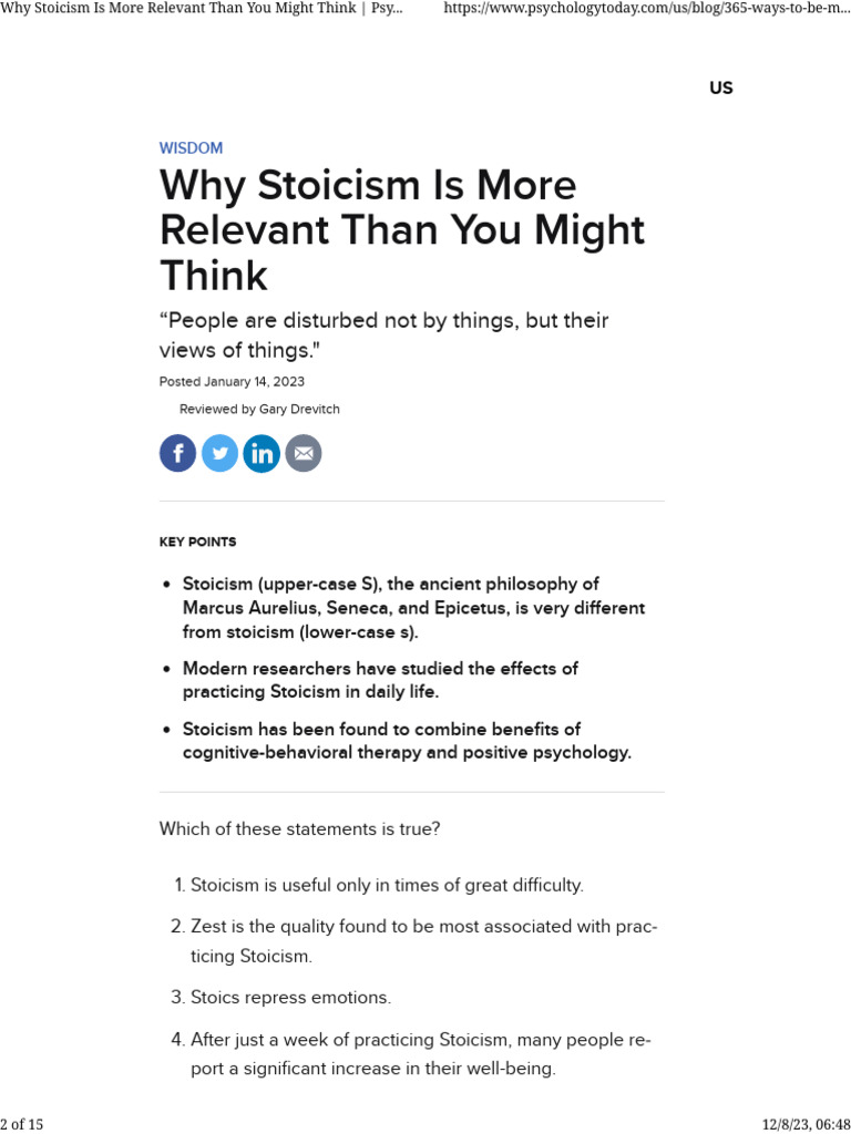 Stoicism | PDF | Career & Growth | Science & Mathematics