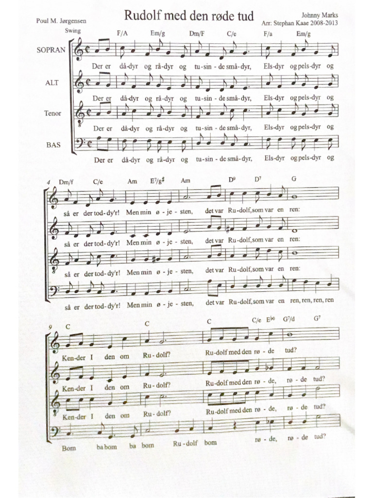 Rudolf Med Den Røde Tud, Kor | PDF