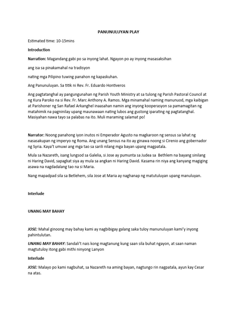 Panunuluyan Play | PDF