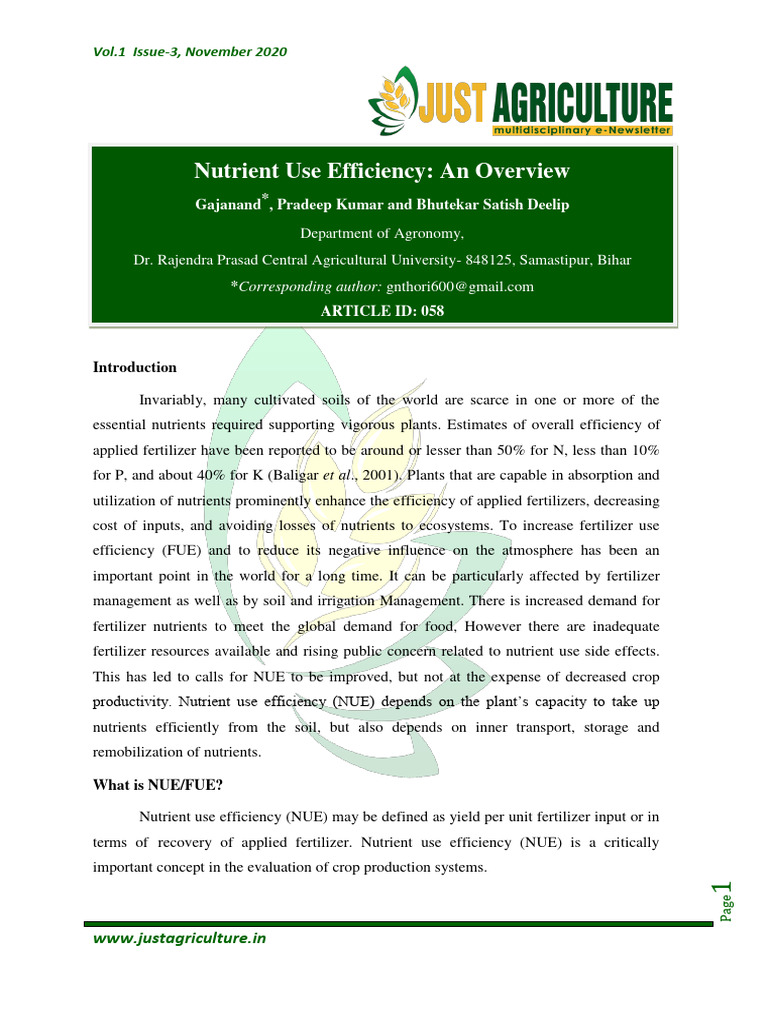 058. Nutrient use efficiency | PDF