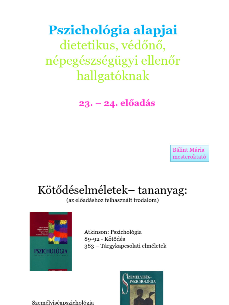Pszich. Alapjai Diet Véd Népeü 23-24 | PDF