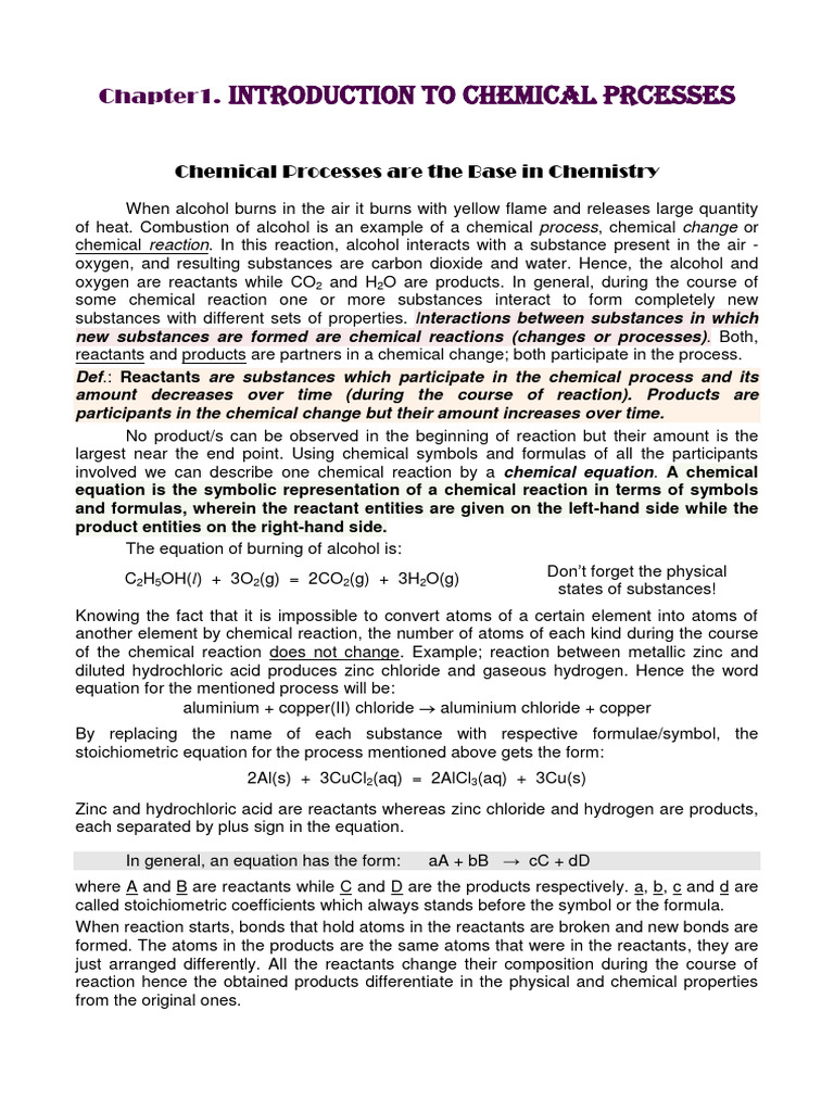 1.Introduction to Chemical Processes | PDF