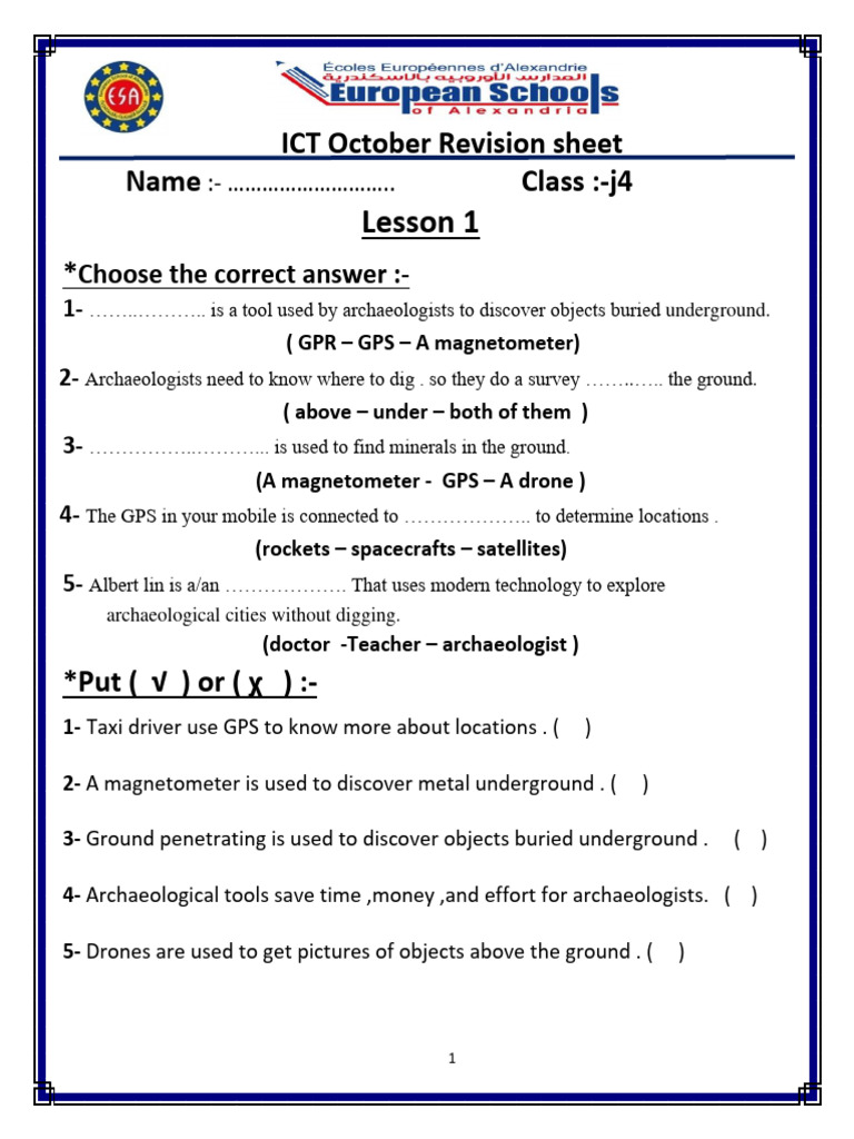 ICT October Revision sheet JR4 | PDF