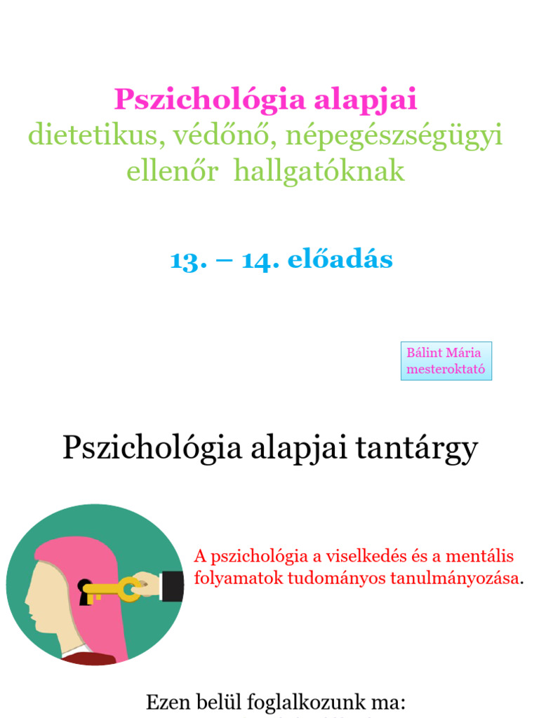 Pszich. Alapjai Diet Vãd nÃpeÃ 13 14 | PDF