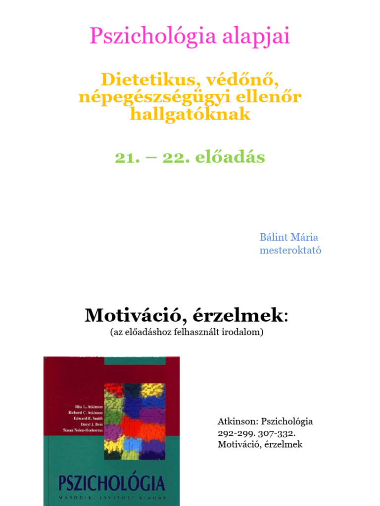 Pszich. Alapjai Diet Vãd nÃpeÃ 21 22 | PDF