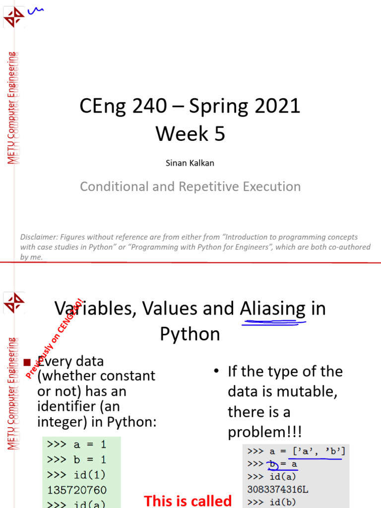 CENG240-2021 Week5 Conditional and Repetitive Execution | Download Free PDF | Python ...