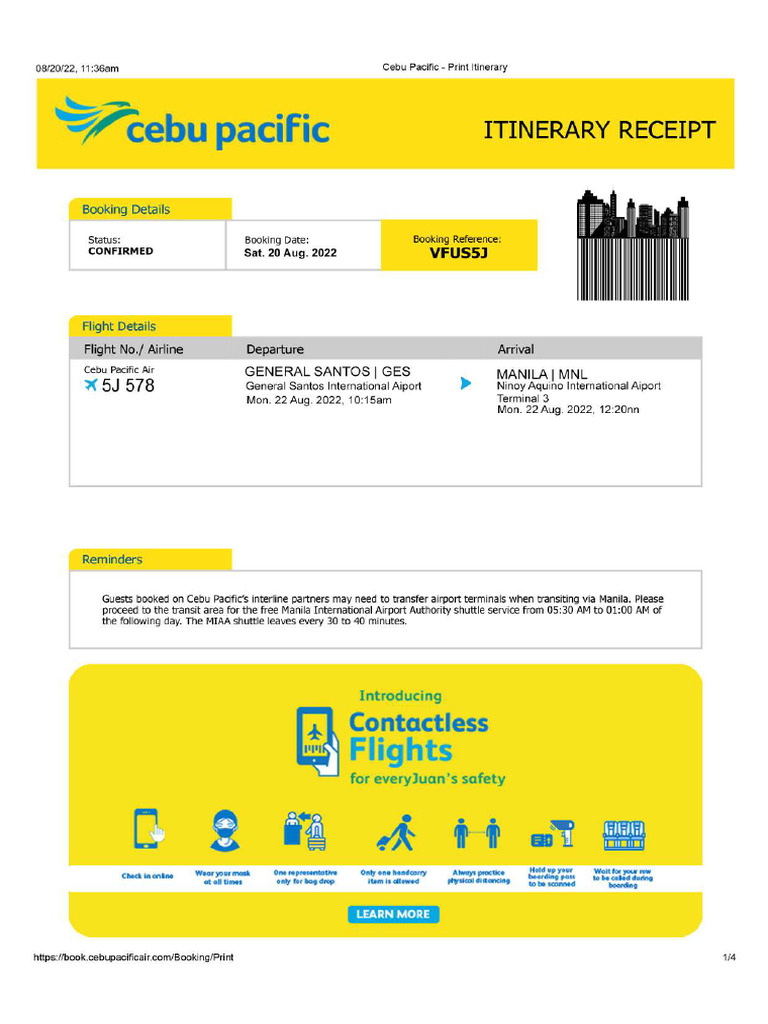 Cebu Pacific Print Itinerary | PDF