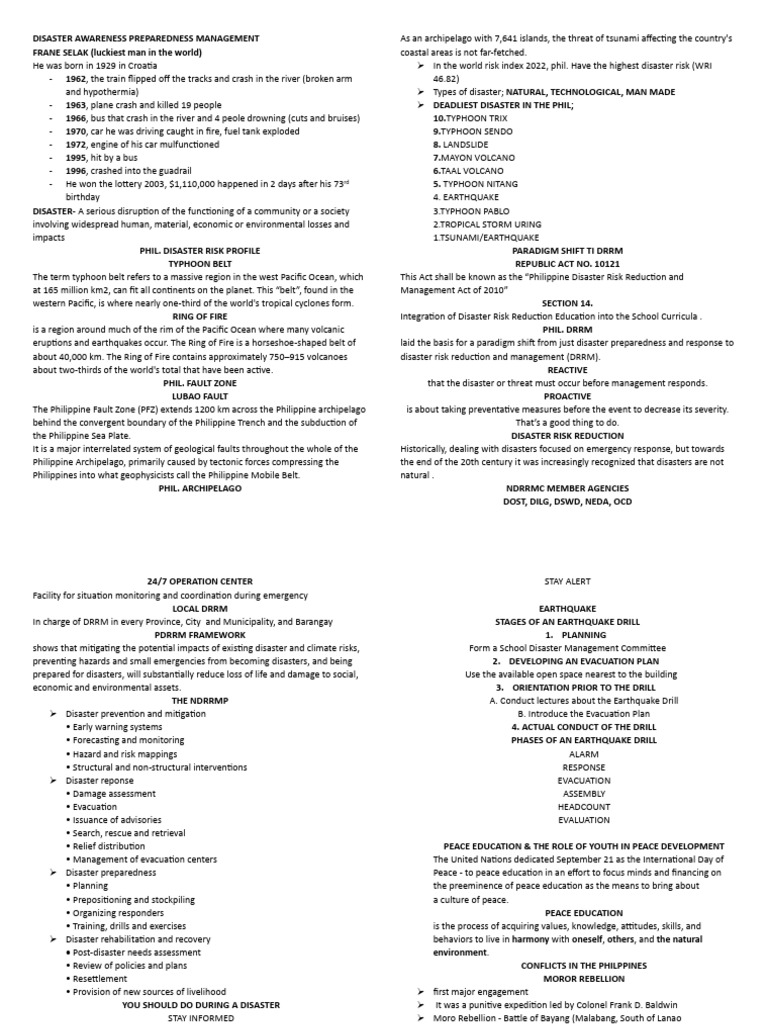 DRRM, Envi Protect, Peace Educ | PDF | Emergency Management | Sea Turtle