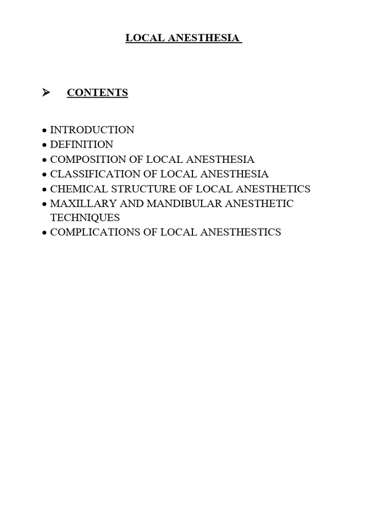 Local Anesthesia | PDF
