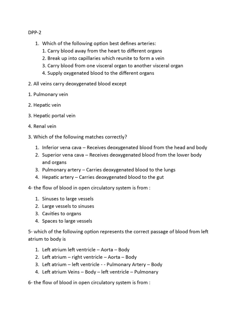 BODY FLUIDS AND CIRCULATION DPP | PDF | Atrium (Heart) | Vein