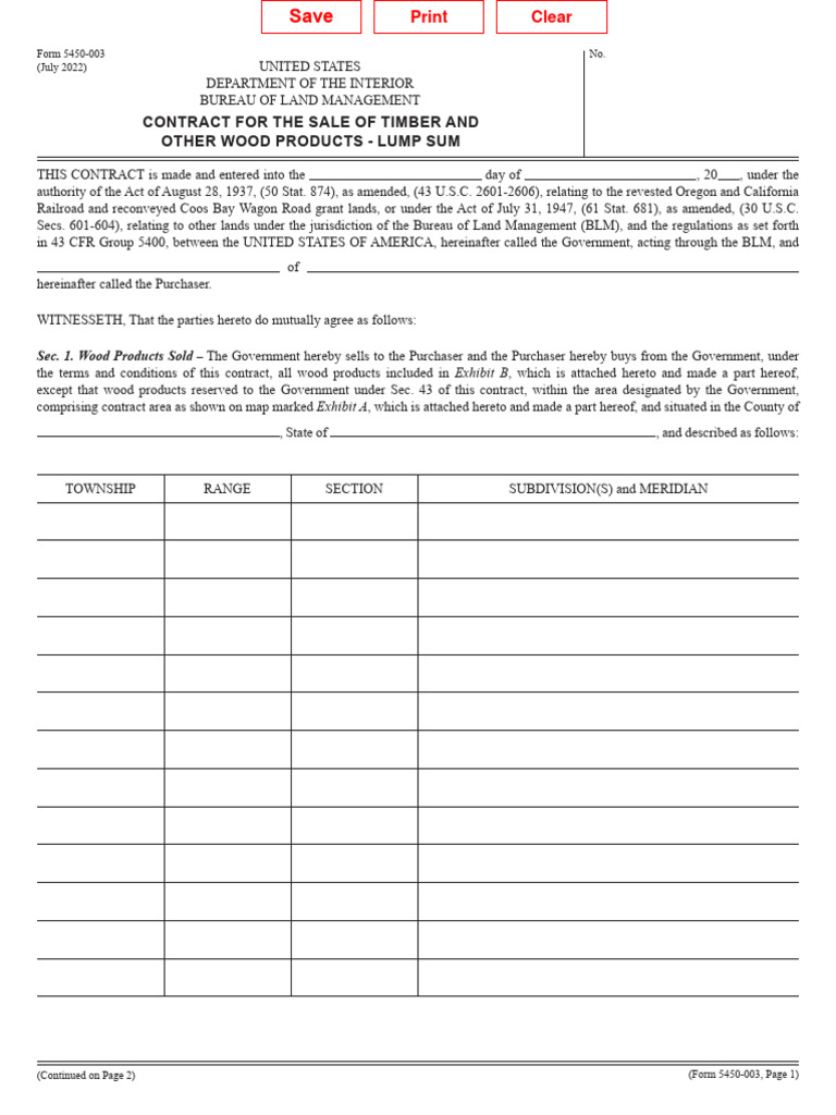 Contract For The Sale of Timber and Other Wood Products - Lump Sum ...