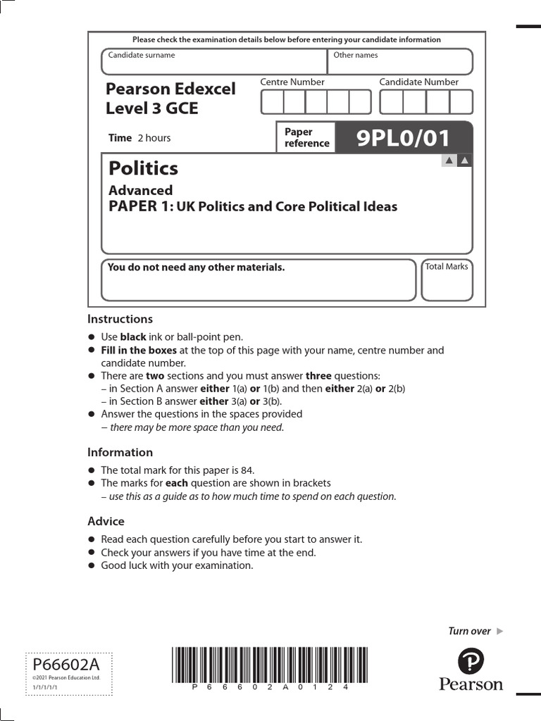 A Level Edexcel Politics Past Paper 2021 | PDF