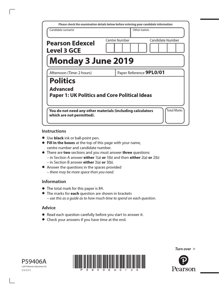 A Level Edexcel Politics Past Paper 2019 | PDF