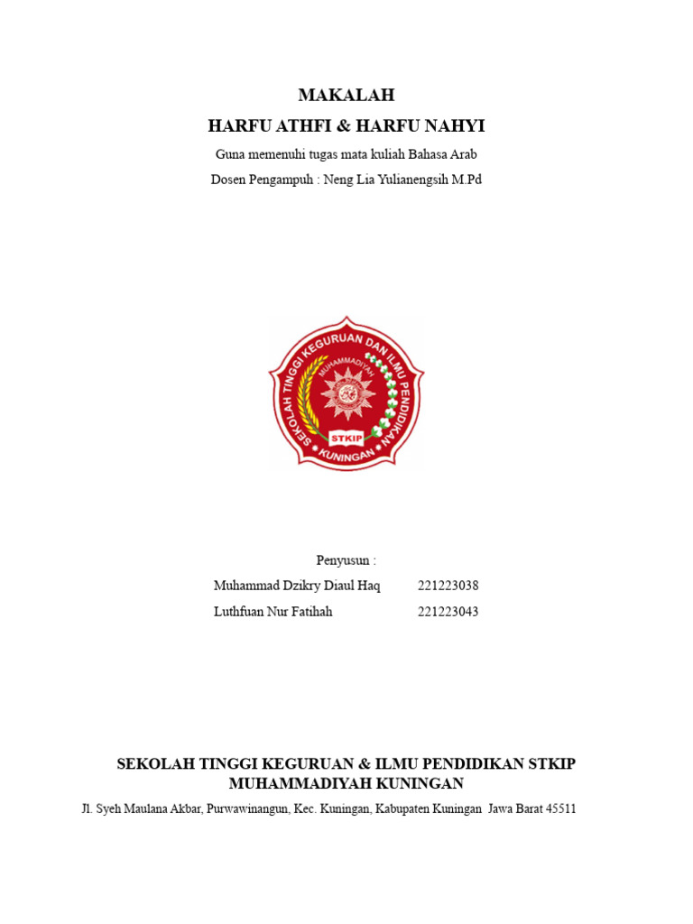 Pemahaman Harfu Athfi dan Nahyi dalam Bahasa Arab | PDF | Seni ...