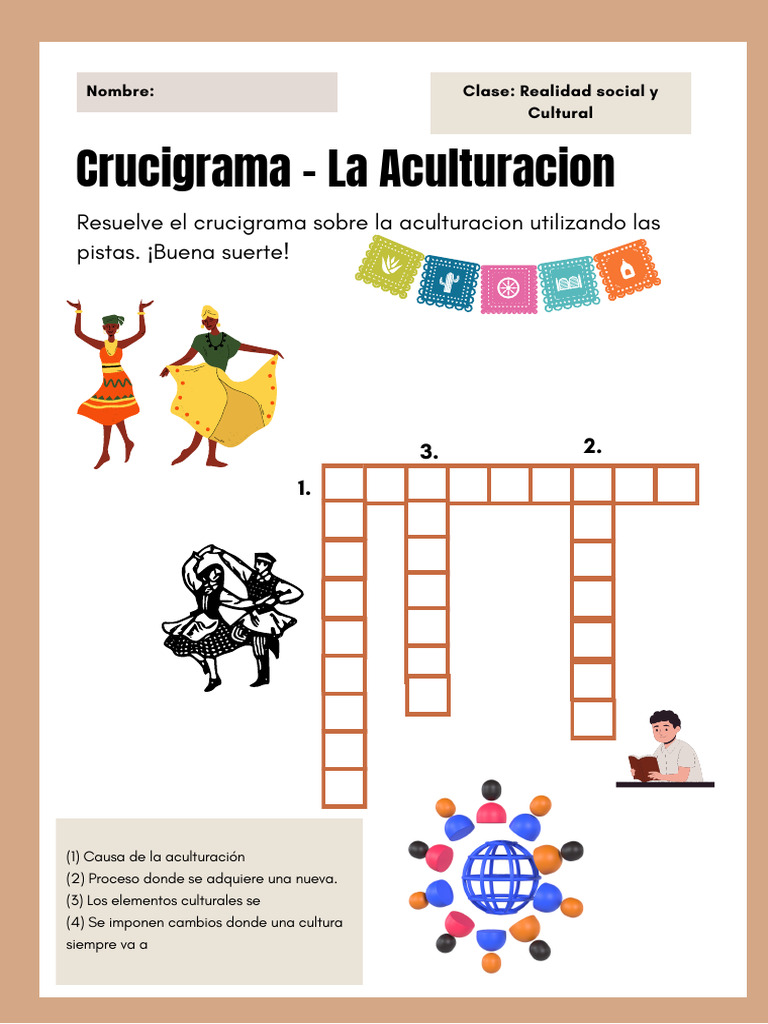 Los Pasatiempos Crucigrama Ficha de Ejercicios Marrón Y Rojo ...