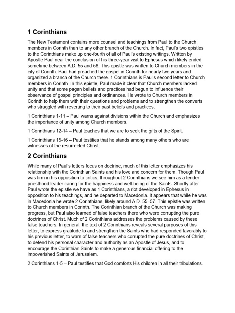 1-Corinthians | PDF | Paul The Apostle | First Epistle To The Corinthians