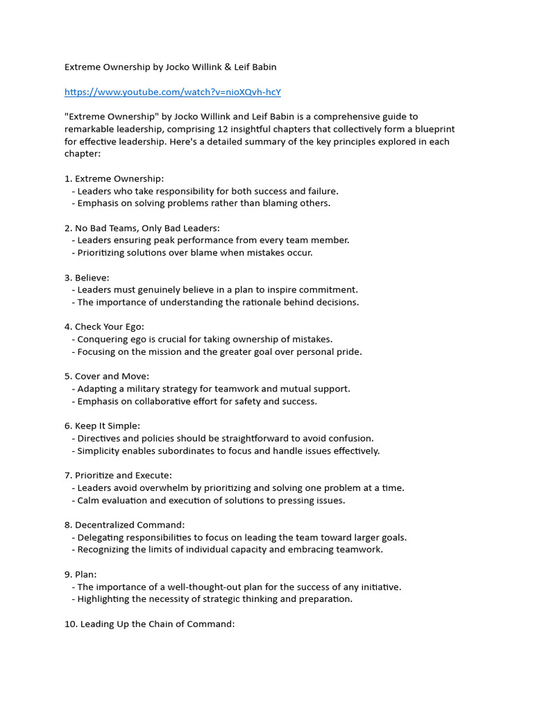 Extreme Ownership by Jocko Willink - Resumo | PDF