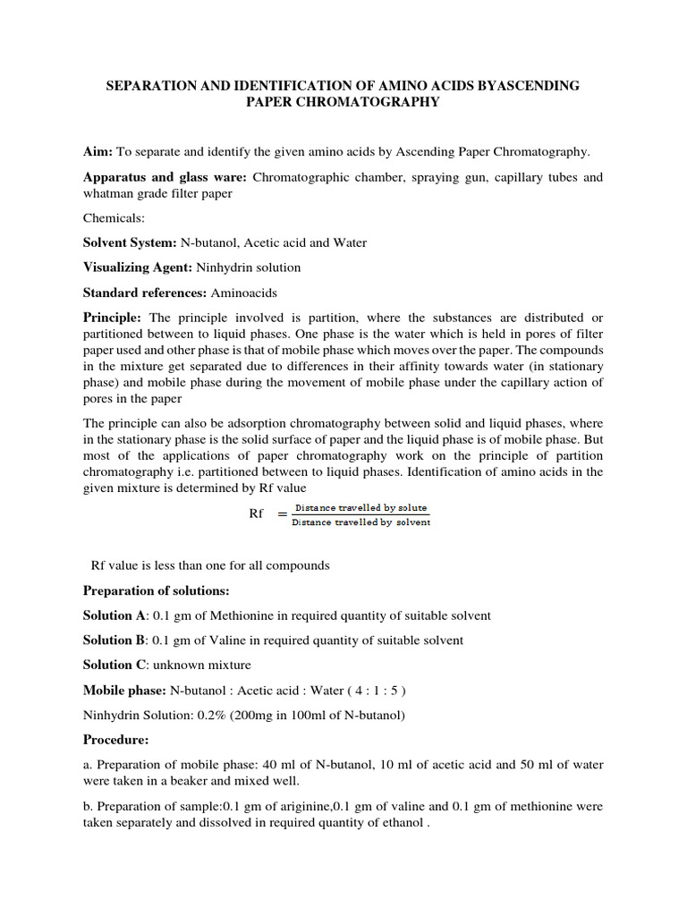Amino Acids Paper Chromatography | PDF | Technology & Engineering