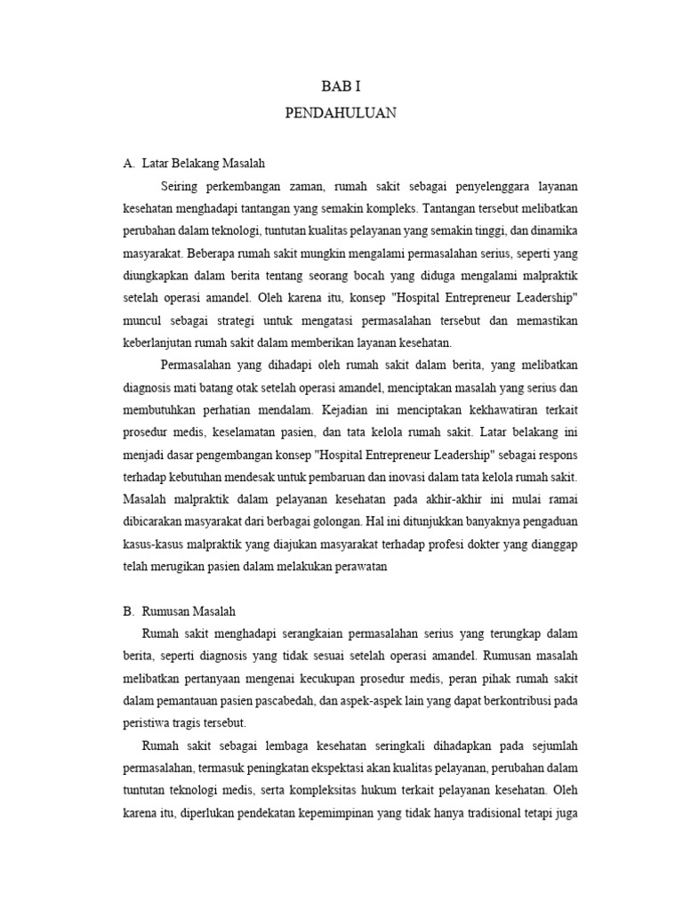 Hospital Enterpreneur Leadership | PDF