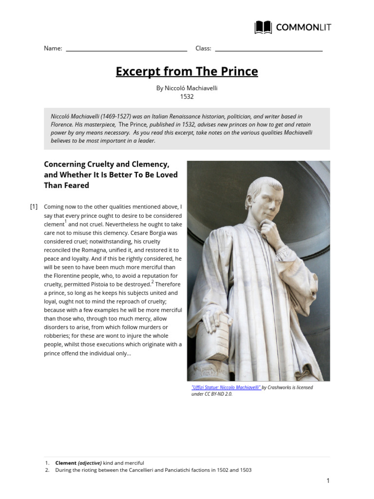 Excerpt From The Prince-Parents | PDF | The Prince | Niccolò Machiavelli