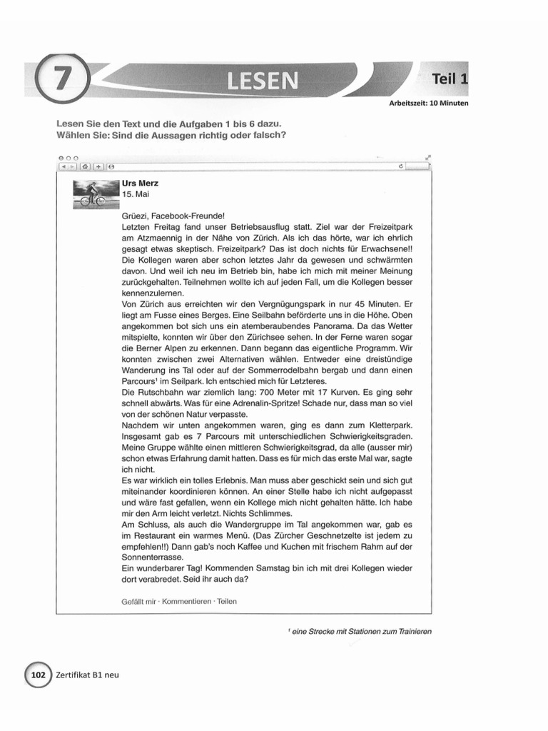 Zertifikat B1 Neu - Modelltest 7 - Komplett | PDF