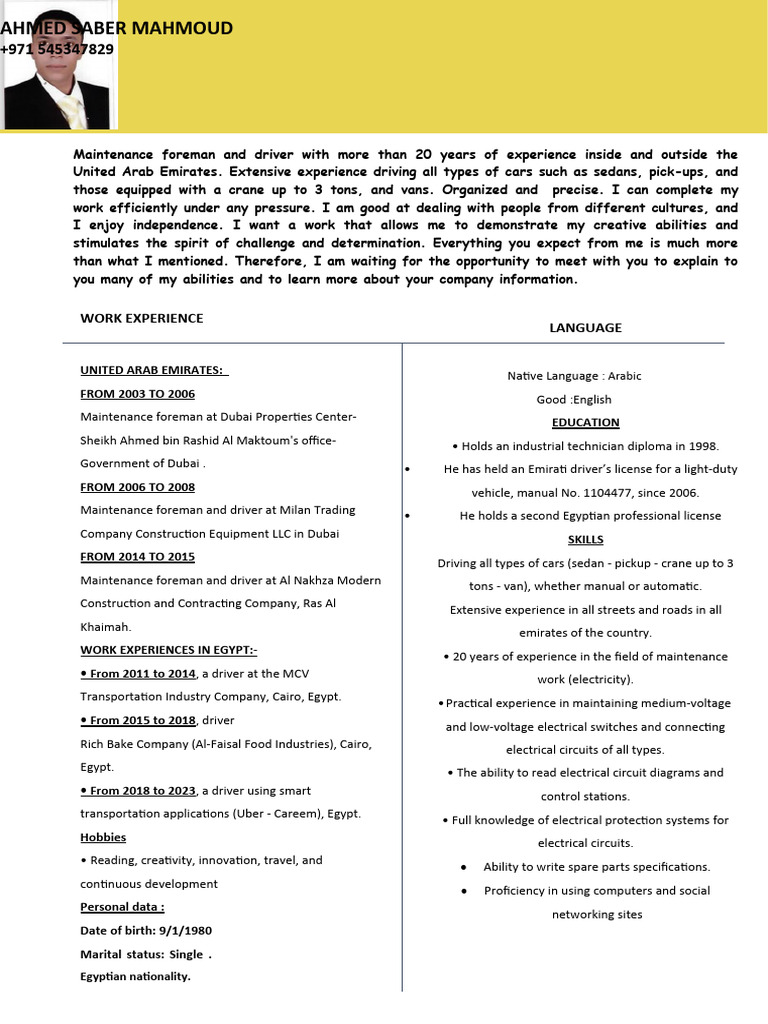 CV - Ahmed EN | PDF | United Arab Emirates | Dubai