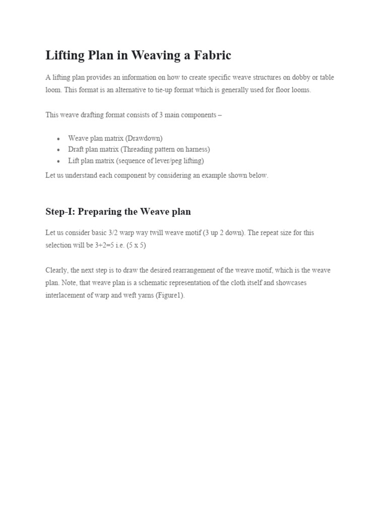 Lifting Plan in Weaving A Fabric | PDF | Loom | Weaving