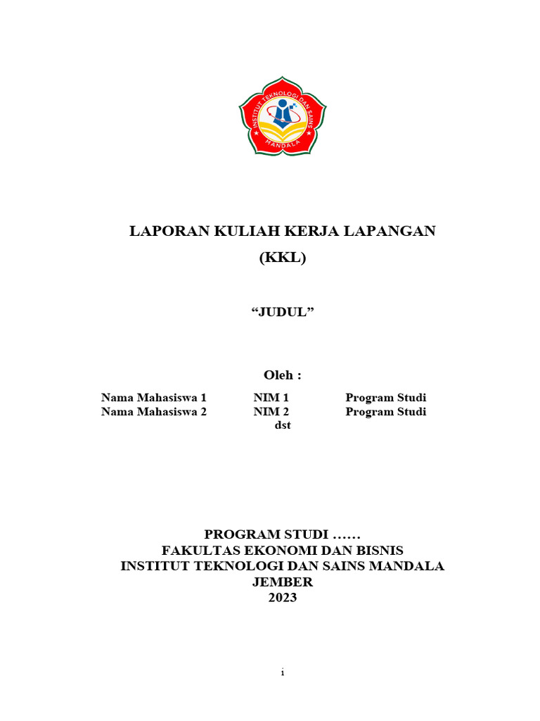 Template Laporan KKL 2023 | PDF