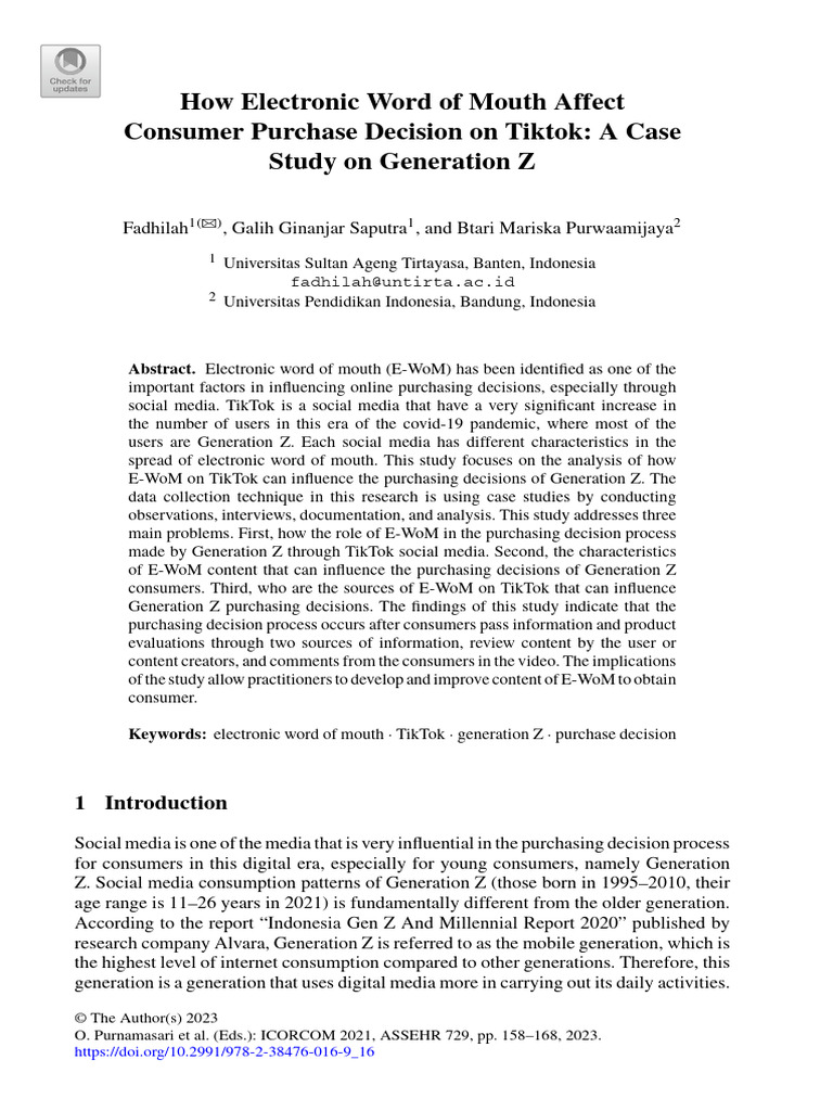 How Electronic Word of Mouth Affect Consumer Purchase Decision On Tiktok: A Case Study On ...