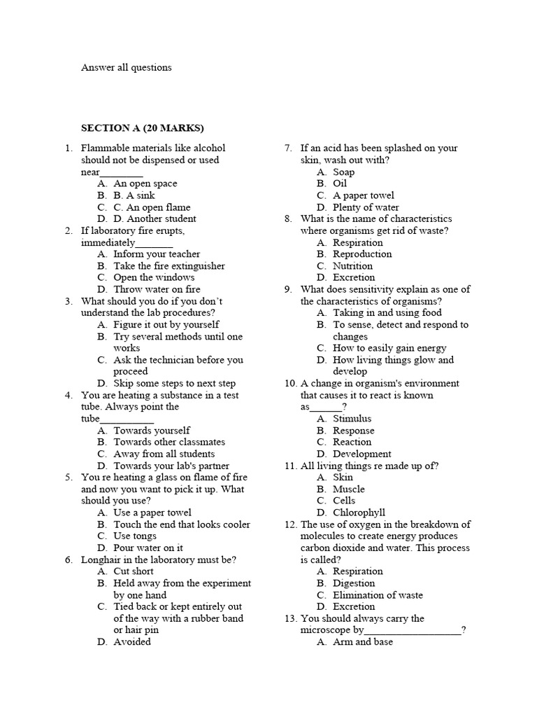 Biology Form 1 Term 1 - 085240 | PDF | Fires | Photosynthesis