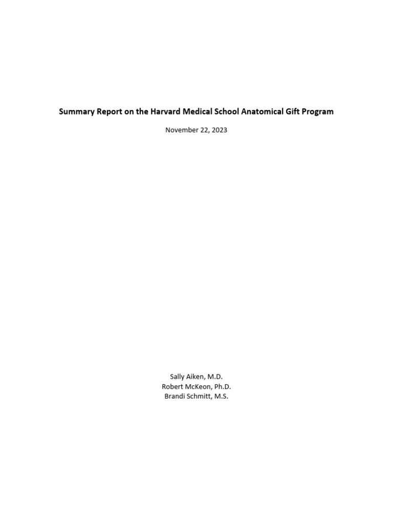 Harvard Anatomical Gift Program Review | PDF