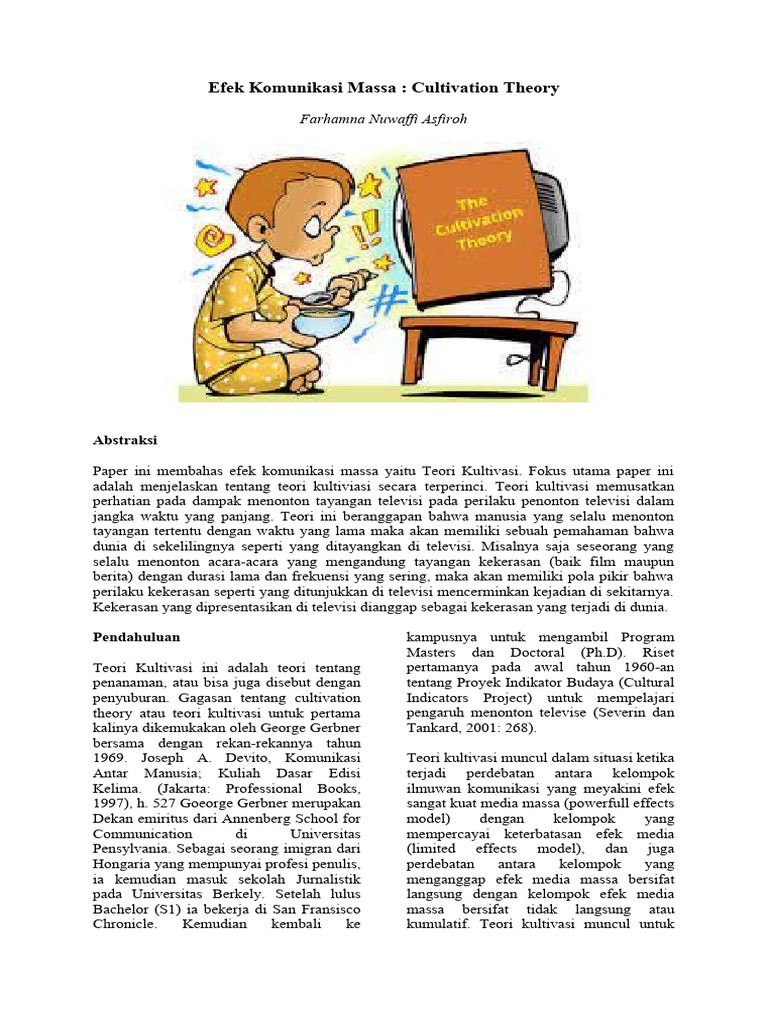Paper Efek Komunikasi Massa Teori Kultivasi | PDF | Ilmu Sosial